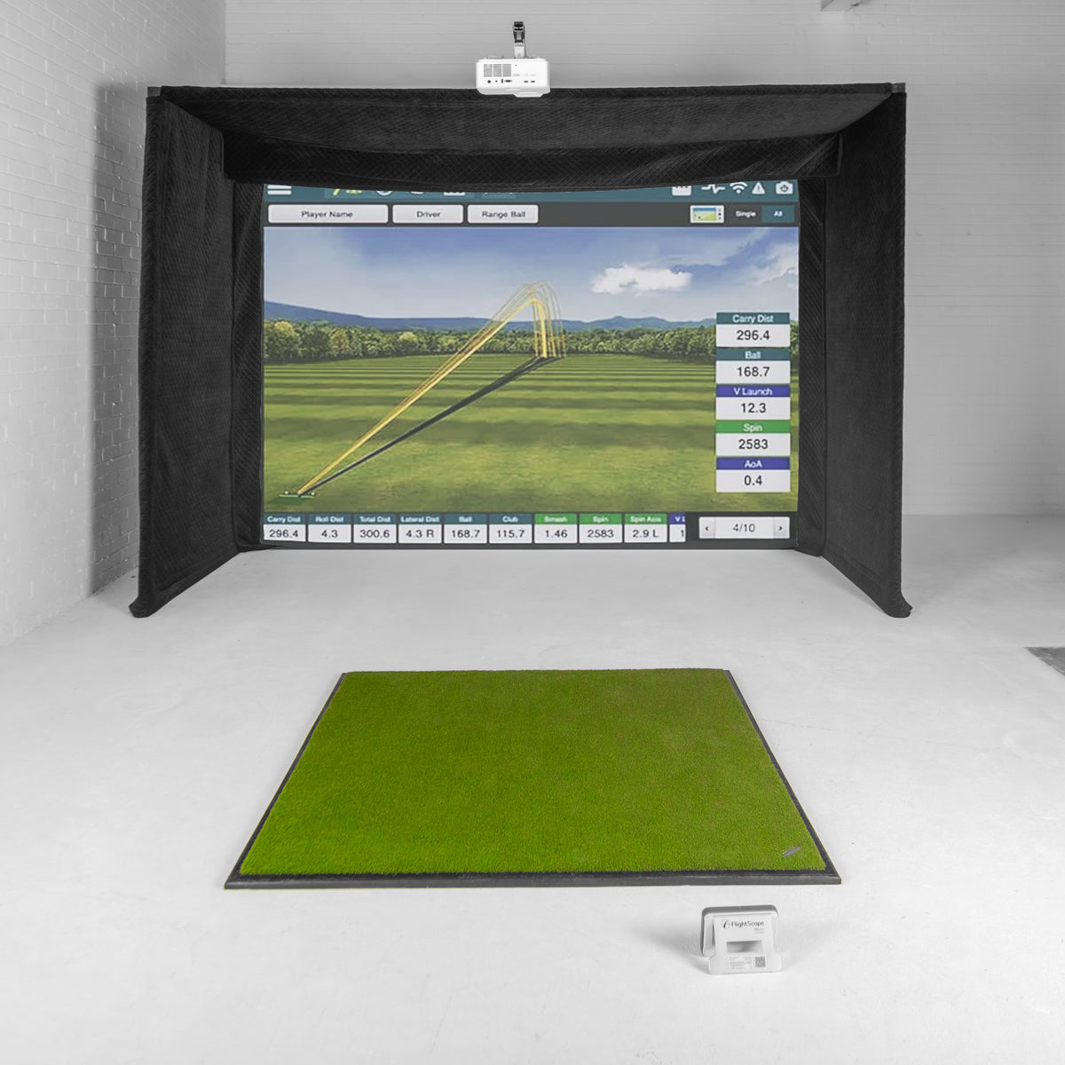 Flightscope Mevo + 2024 Edition GolfBays Lux Golf Simulator Enclosure